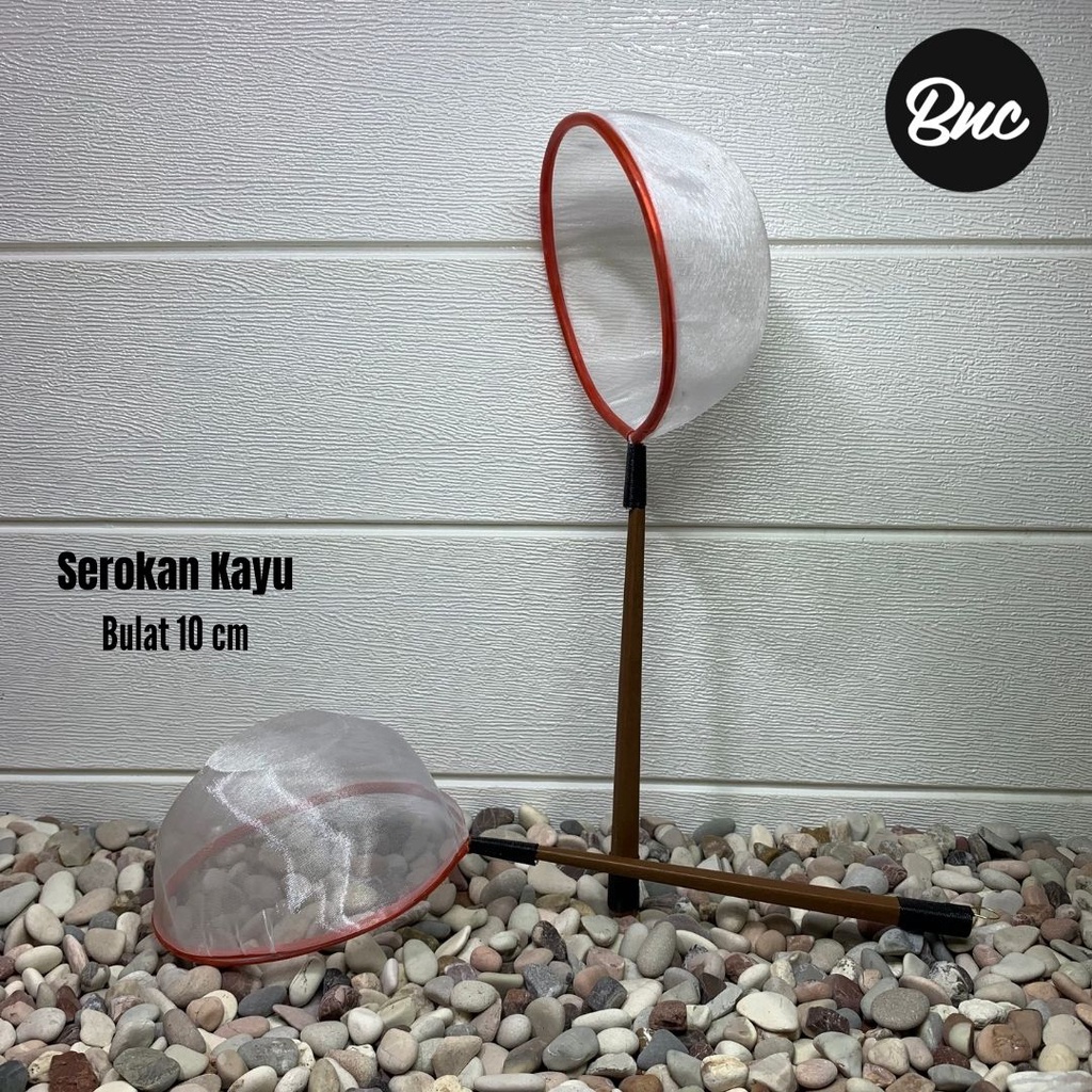 Jual Serokan Ikan Besar Bulat 10cm Stick KAYU Saringan Ikan Hias Mas ...