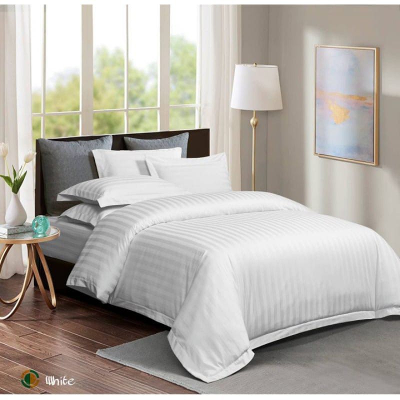 Jual Sprei Dobby Dolby Hotel Salur Putih Ukuran Double | Shopee Indonesia