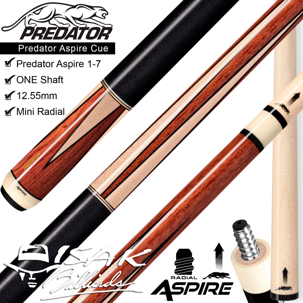 Jual Predator Aspire 1-7 Pool Cue | low Deflection Radial One Shaft ...