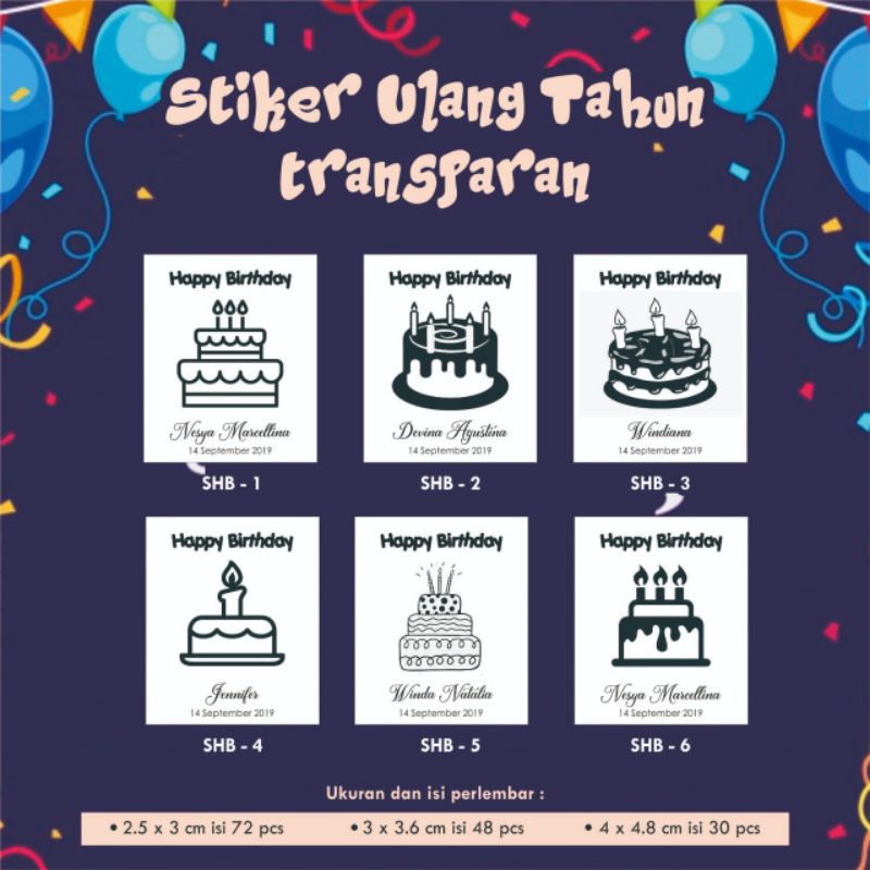 Jual [143 pcs] STIKER TRANSPARAN / LABEL ULTAH / ULANG TAHUN / BDAY ...