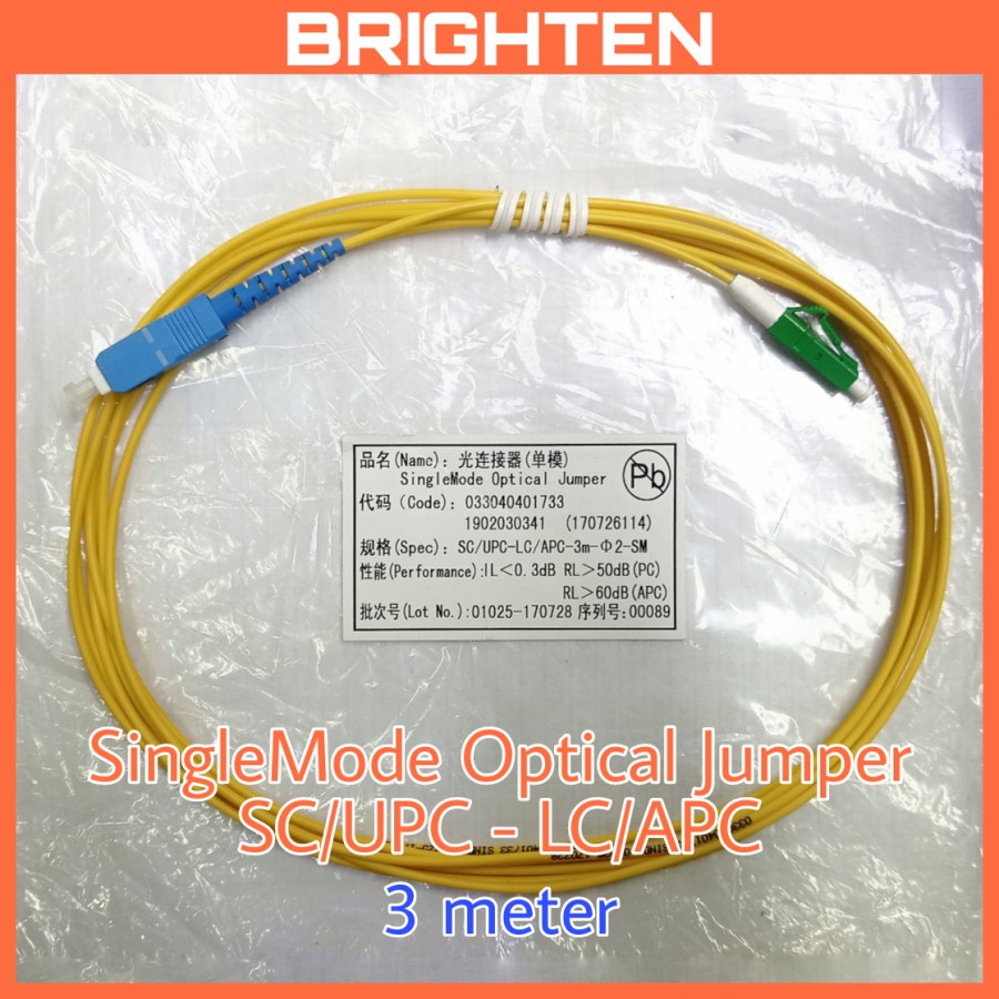 Jual Kabel Optik Single Mode Optical Jumper SC UPC - LC APC 3m Fiber ...