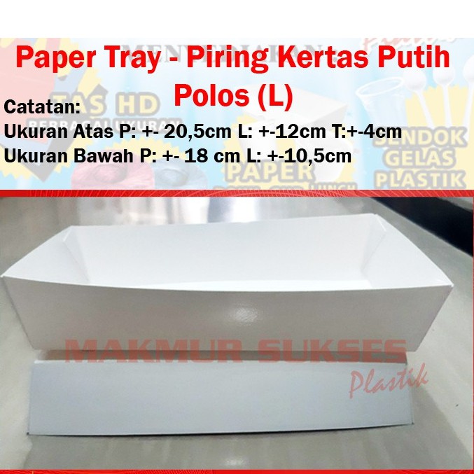 Jual Paper Lunch Food Box Tray Piring / Nampan Kertas Putih Polos (L ...