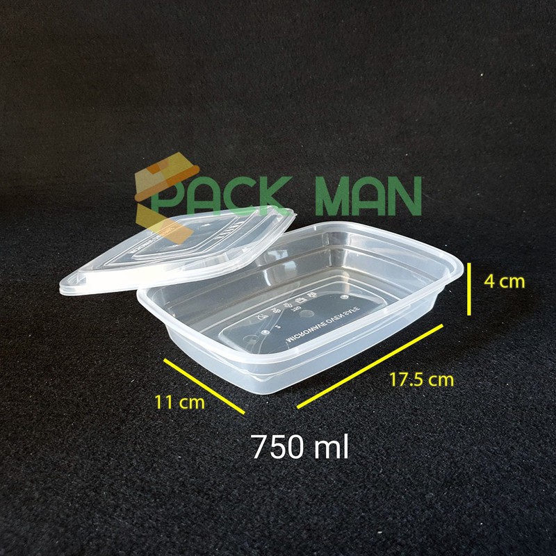 Jual Thinwall Persegi Panjang Pendek / Kotak Makan Plastik 750 ml | Shopee Indonesia