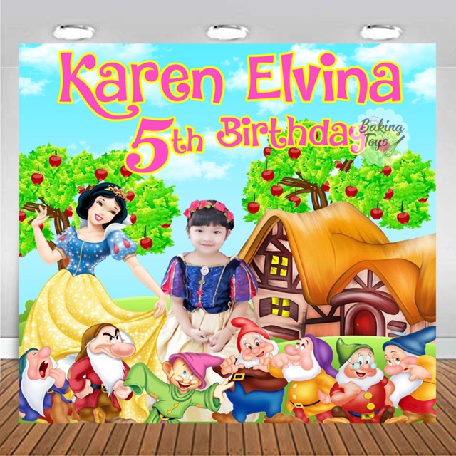 Jual Snow White / Putri Salju Backdrop / Flexi Banner For Birthday ...