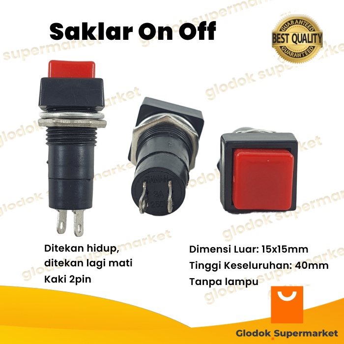 Jual Switch On Off Kotak 2 Pin Push On Off Saklar 2pin Tombol 2 Kaki ...
