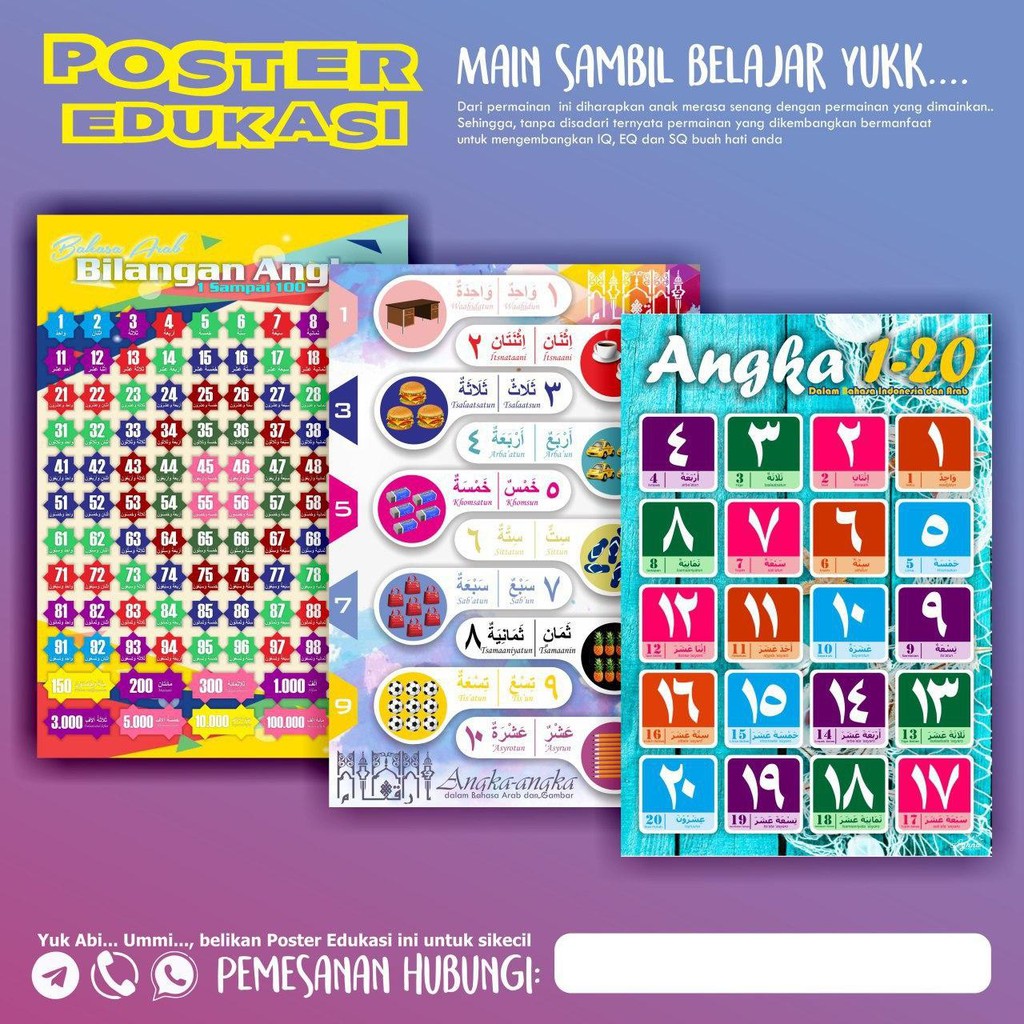 Jual Poster Pendidikan terlaris Belajar Mengenal Angka Arab dan bahasa ...