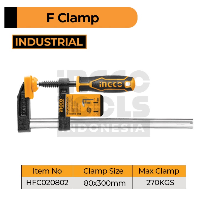 Jual Klem F Clamp (80×300 mm) INGCO HFC020802 Catok Jepit Penjepit Kayu ...