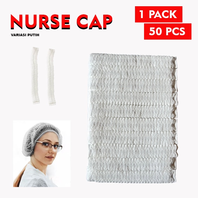 Jual Nurse Cap 1 Pack 50 Pcs & 100 Pcs Hair Cap Topi Penutup Kepala ...