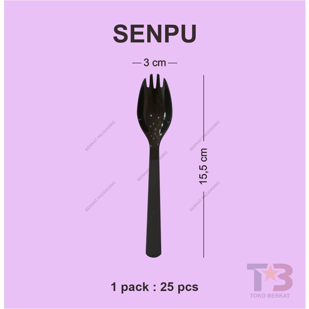 Jual Sendok sekaligus garpu Isi 25pcs Hitam & Transparan/Spork/Senpu ...