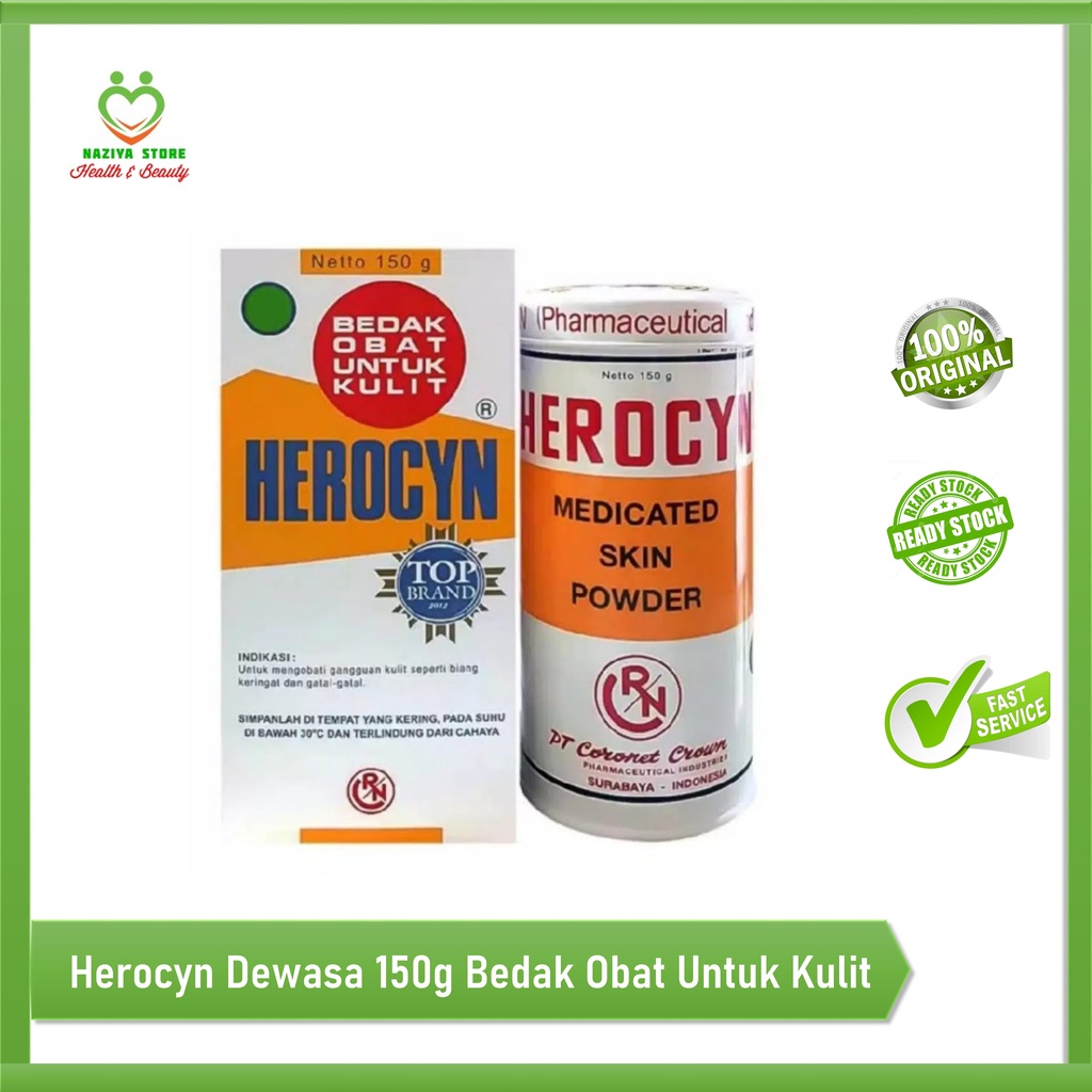 Jual Herocyn Bedak Obat Untuk Kulit 150 Gram Bedak Gatal (Bedak alergi ...