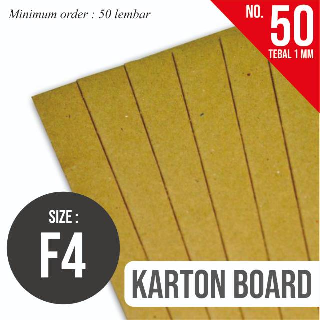 Jual ( 10 lembar ) Kertas Karton Board F4 / A4 No. 40 dan No. 50 tebal ...