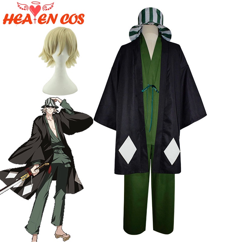 Jual HeavenCos BLEACH Urahara Kisuke Cosplay Costume Wig Men Kimono ...