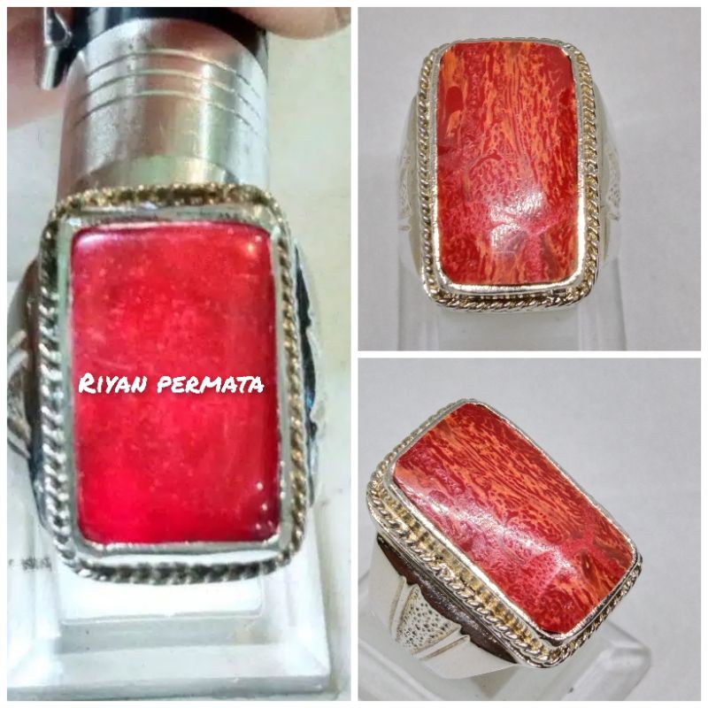 Jual Cincin batu red marjan coral kotak | Shopee Indonesia