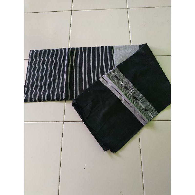 Jual Kain tenun lurik ATBM motif gradasi warna hitam abu | Shopee Indonesia