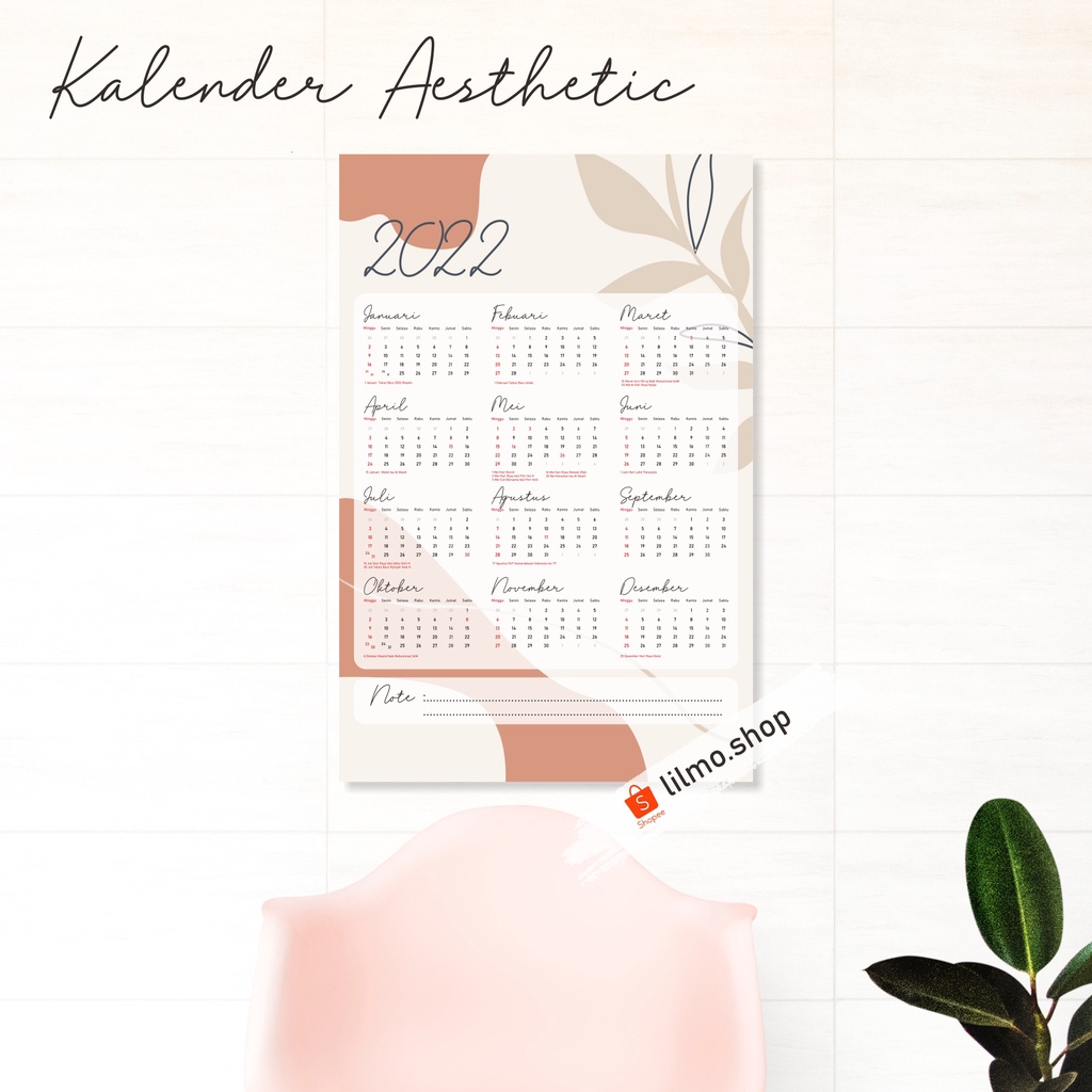 Jual Kalender Aesthetic, Kalender 2022, Ukuran A3 | Shopee Indonesia