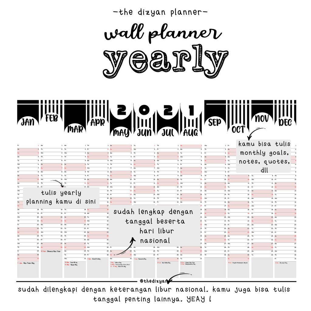 Jual Wall Planner / Schedule Board / Yearly Planner | Shopee Indonesia
