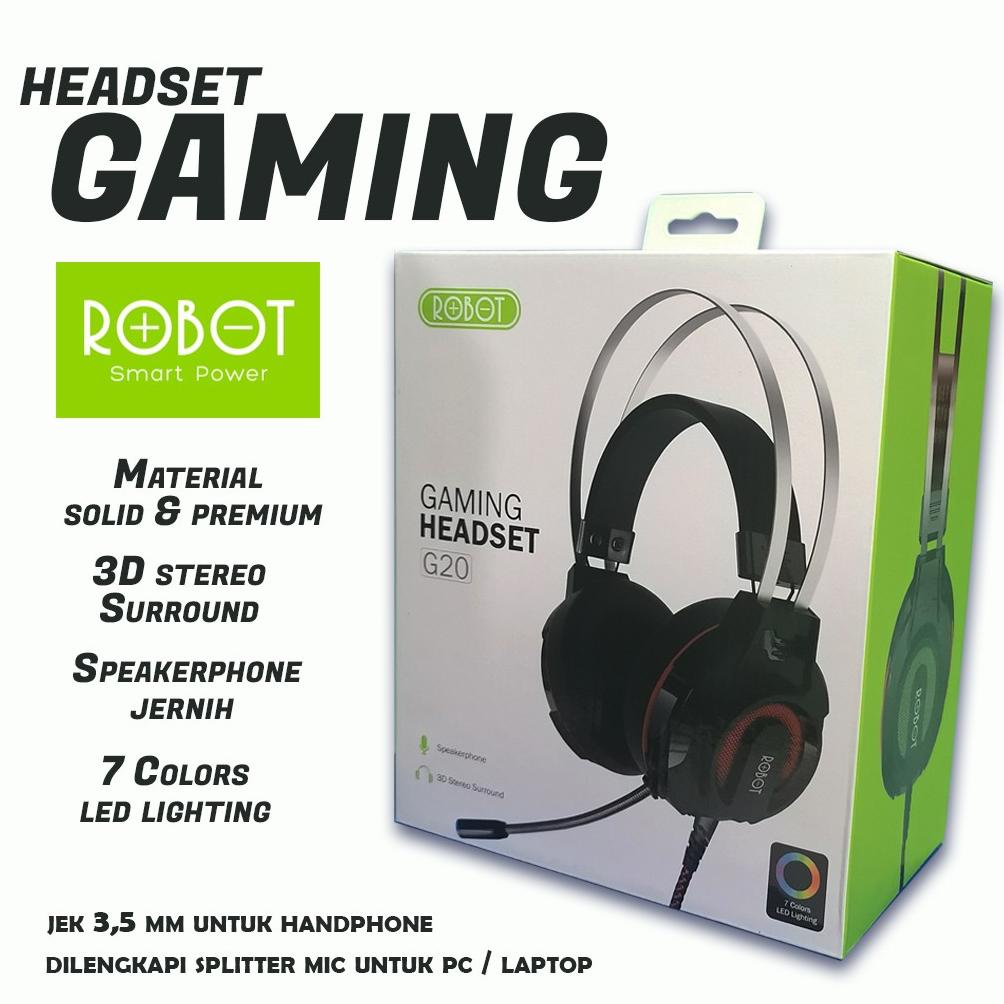 Jual HEADPHONE ROBOT GEMING WIRED HEADSET RH-G20 ORIGINAL ROBOT 100% ...