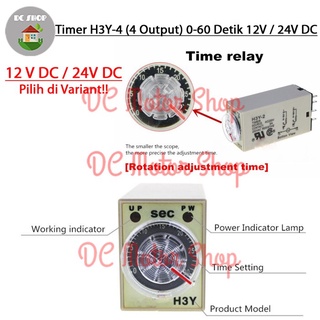 Jual Timer H3Y-2 H3Y-4 H3Y 2 H3Y 4 12V / 24V DC 60s 1min Delay Relay DPDT + Socket Base | Shopee ...