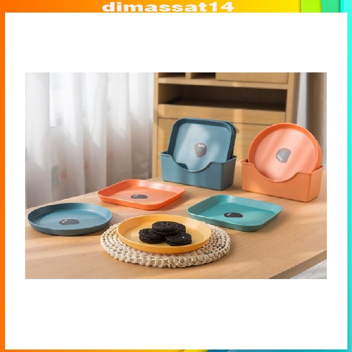 Jual Jual Piring set 8 piring 1 wadah Piring snack Piring Kue Ulang ...