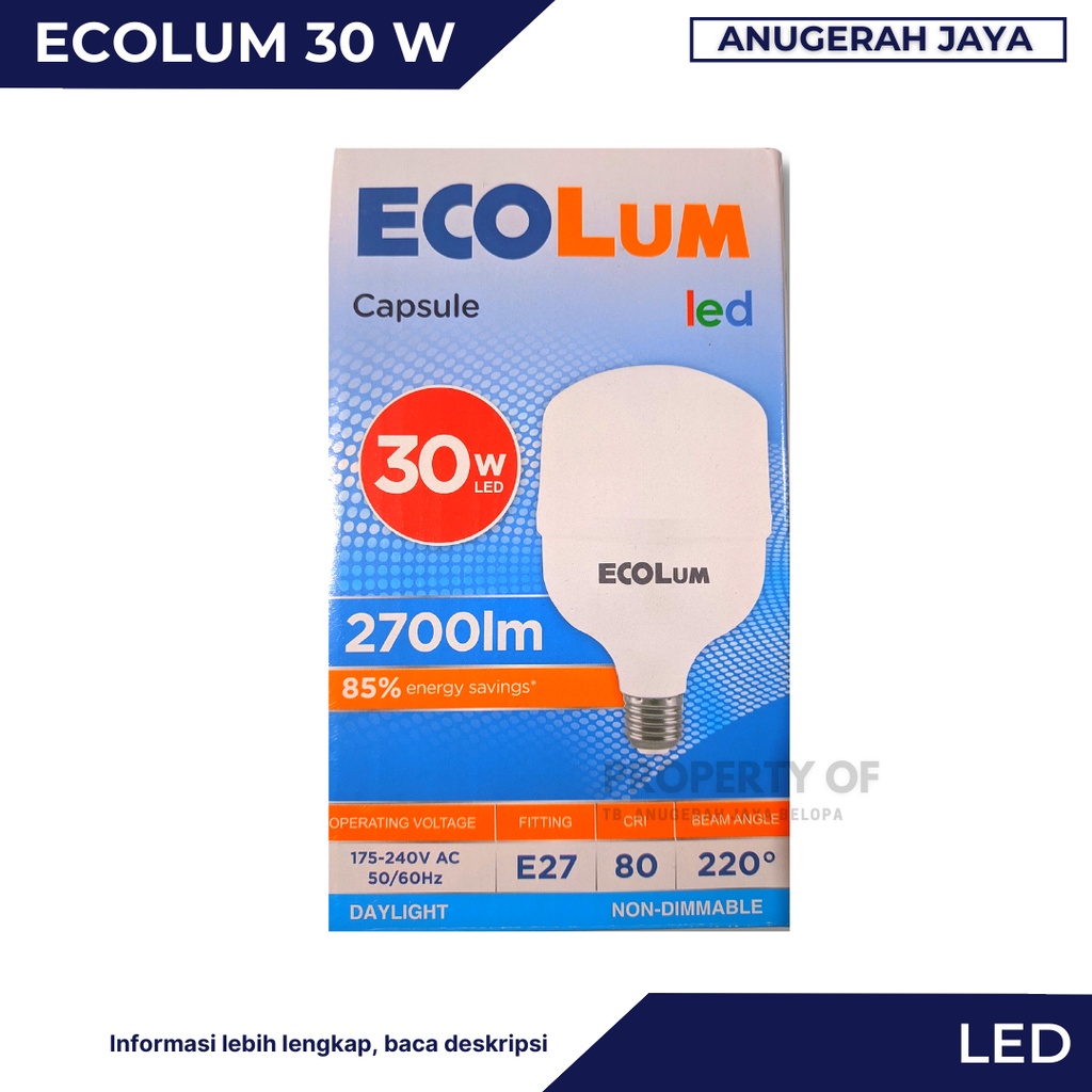 Jual ECOLUM Lampu LED Bulb 30 Watt Putih/White | Shopee Indonesia