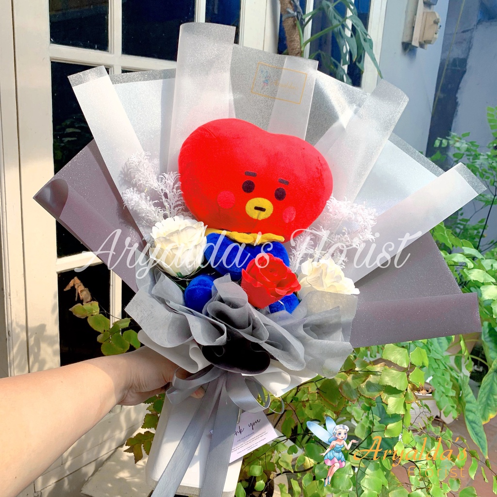 Jual Flower Bouquet Tata BT21 | Buket Bunga BTS (RJ, Chimmy, Cookie ...