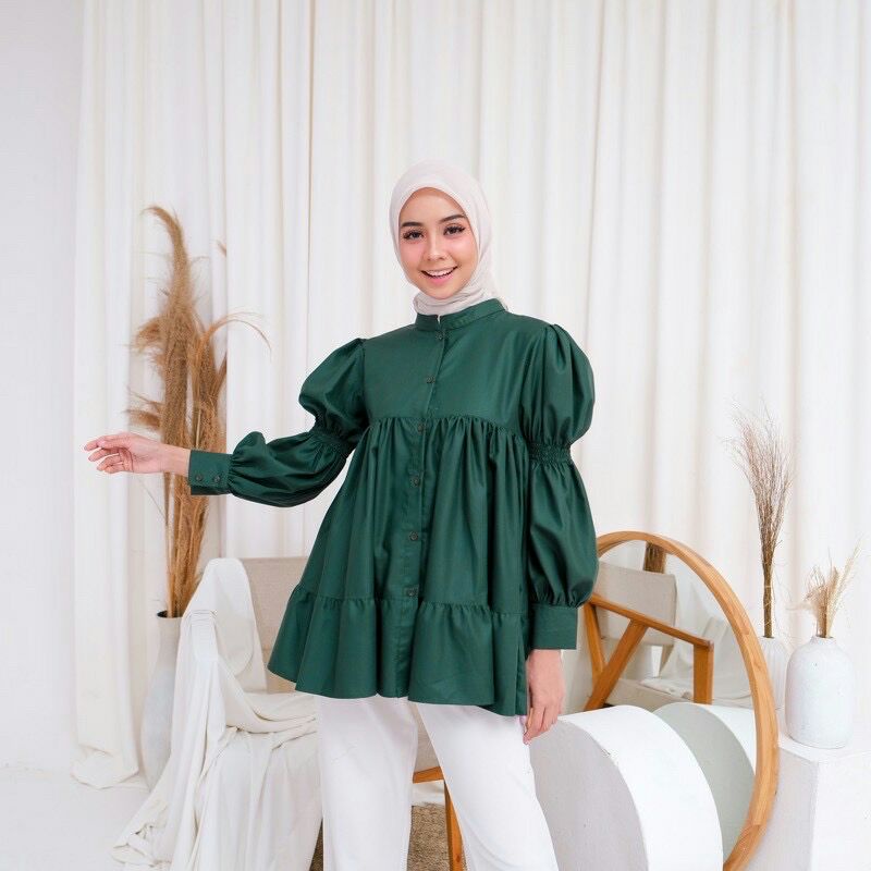 Jual MAHESWARA BLOUSE - Atasan Wanita Lengan Balon Atasan Lengan Kerut ...