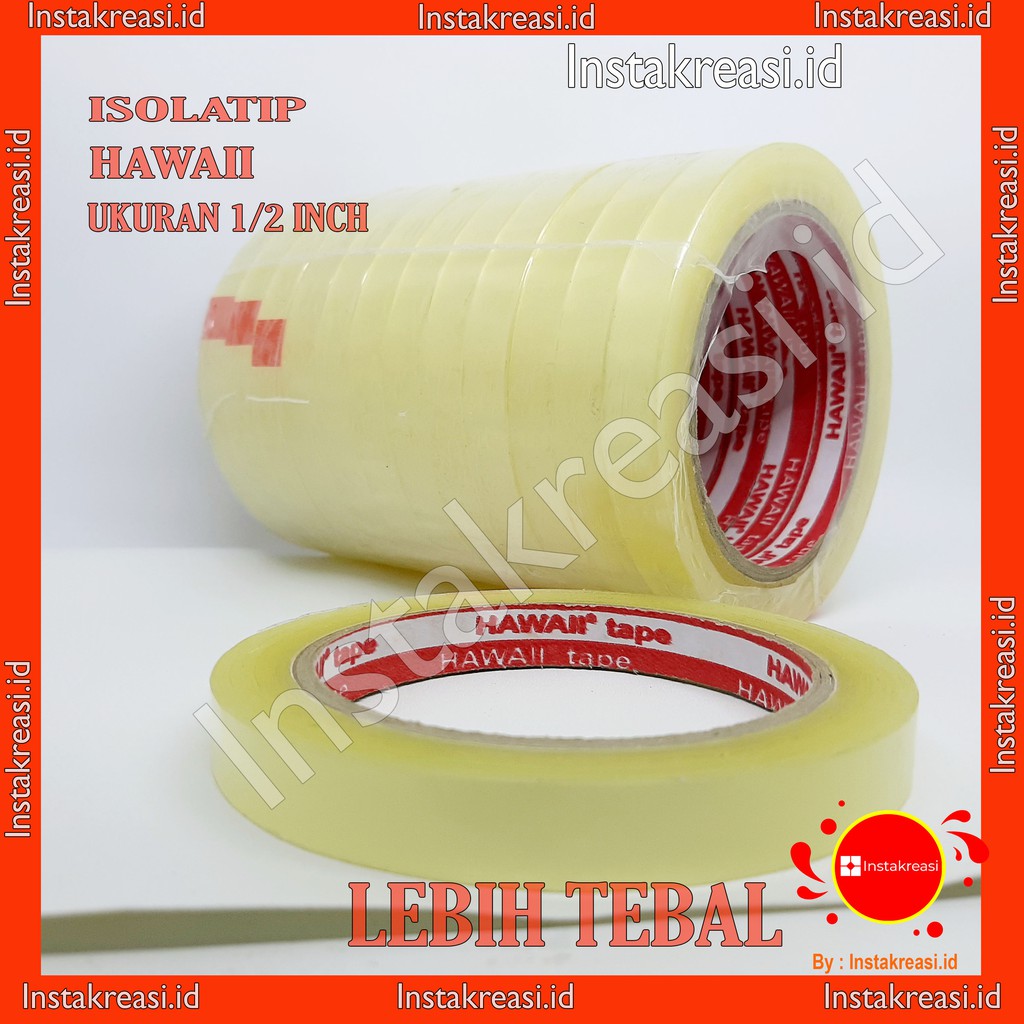 Jual ISOLASI/SELOTIP/SOLATIP 1/2" INCH 72 YARD - LAKBAN BENING HAWAI ...