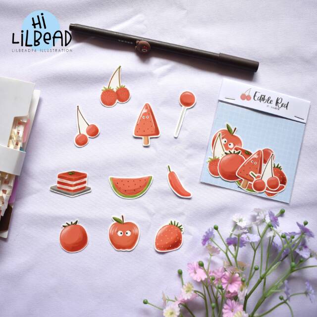 Jual Stiker Edible Red / Edible Red Sticker Pack / Stiker Lucu Warna Merah | Shopee Indonesia