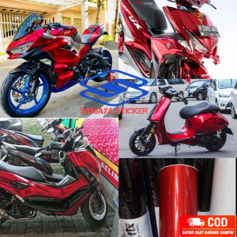 Jual Stiker Skotlet Motor Merah chrome super gloosy merk infinity ...