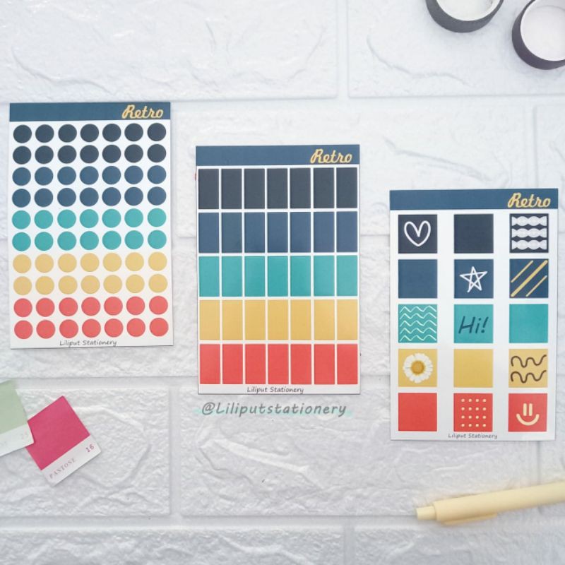 Jual [NEW VARIATION] Color Palette Sticker/Dot Rectangle Pattern/Stiker ...