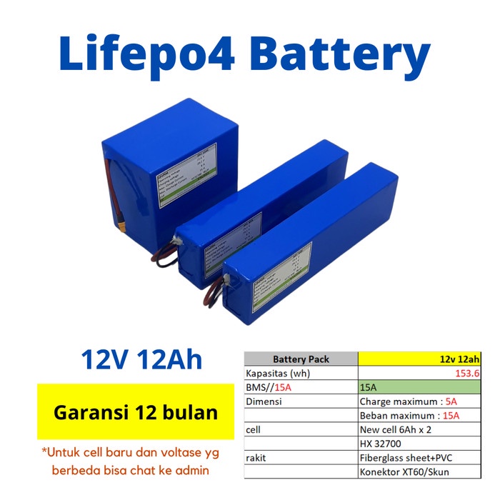 Jual BATERAI LITHIUM LIFEPO4 12V 12.8V 6Ah - 50Ah | Shopee Indonesia