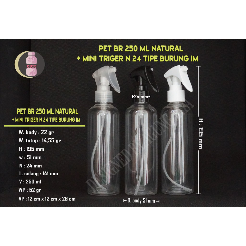Jual Botol 250 ml Natural Spray Triger /Botol 250 Ml Natural Mini ...
