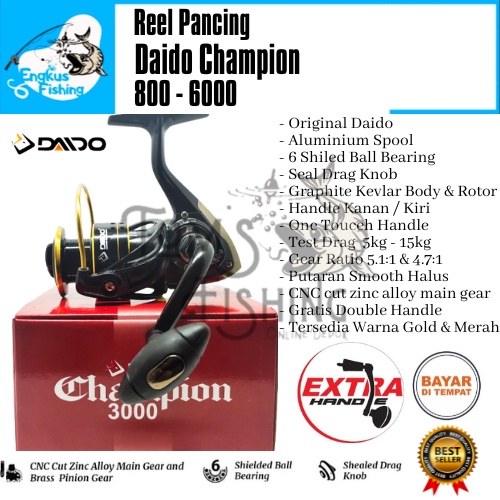 Jual Reel Pancing Daido Champion 800 - 1000 (6 Seal Bearing) Double ...