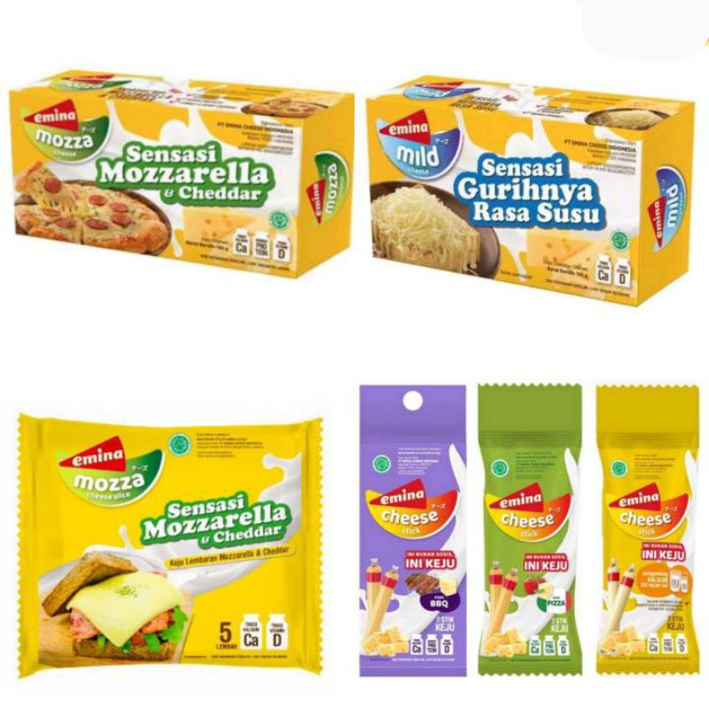 Jual Keju Emina Cheese Mozzarella / Mild 165gr / Shred / Slice Mozza ...