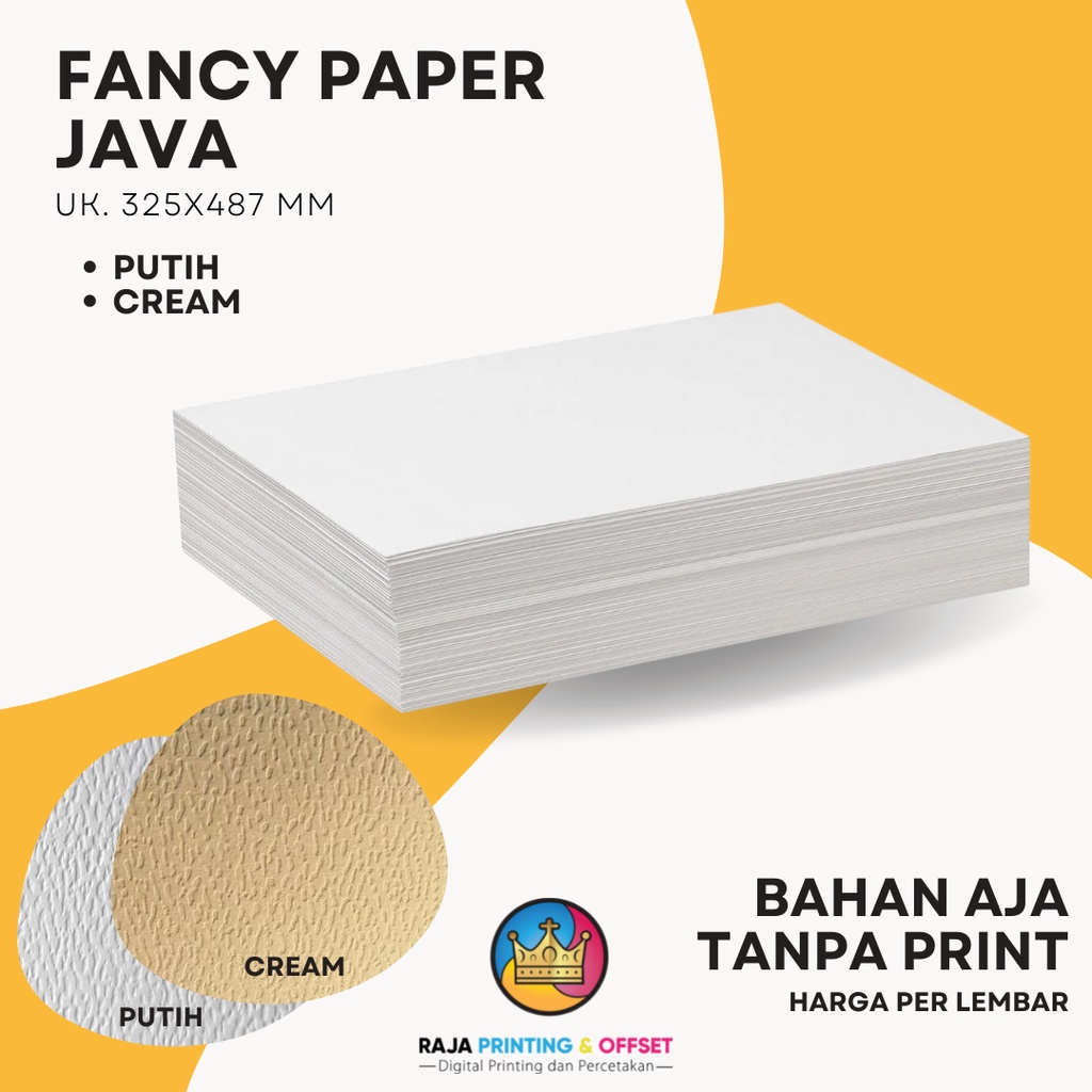 Jual KERTAS BAHAN FANCY PAPER JAVA PUTIH / KREM CREAM A3+ 325X487mm ...