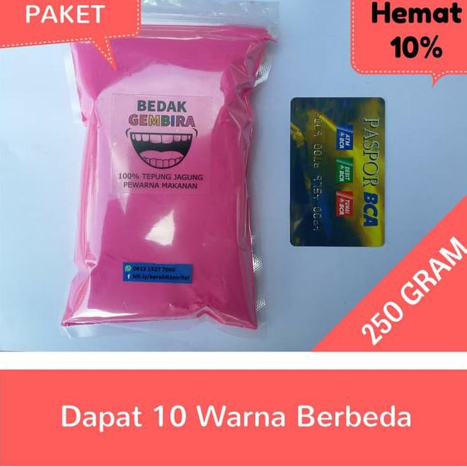 Jual Paket Bedak Gembira Kemasan 250 Gram 10 Warna Holi Hippie Color ...