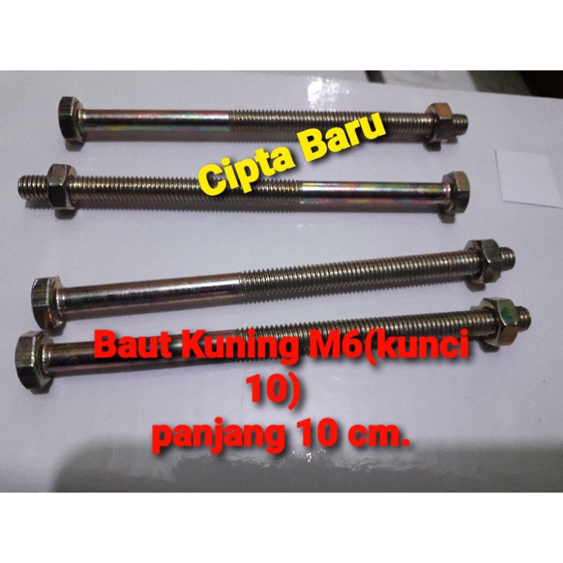 Jual Baut Kuning BH m6x100 (kunci 10 panjang baut 10 cm) | Shopee Indonesia