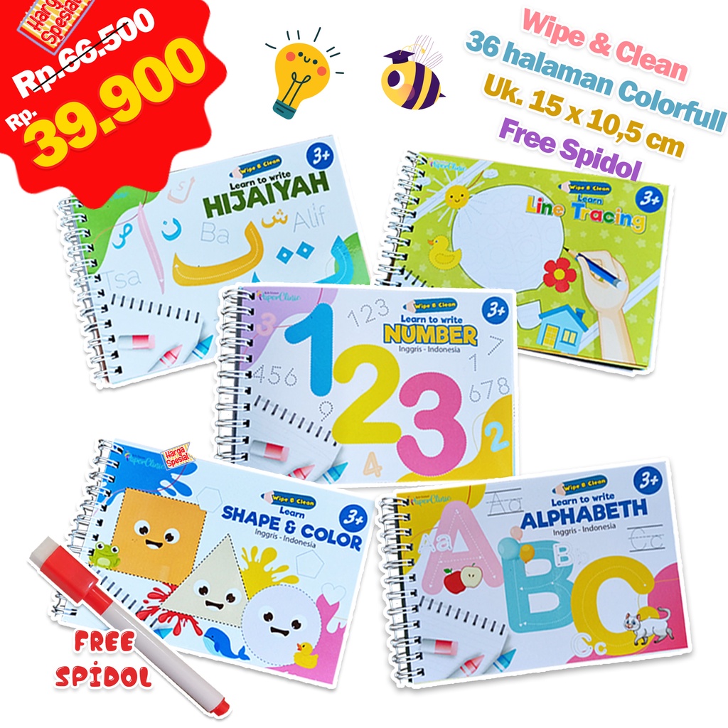 Jual Buku belajar menulis anak tk paud preschool 3 tahun wipe and clean ...