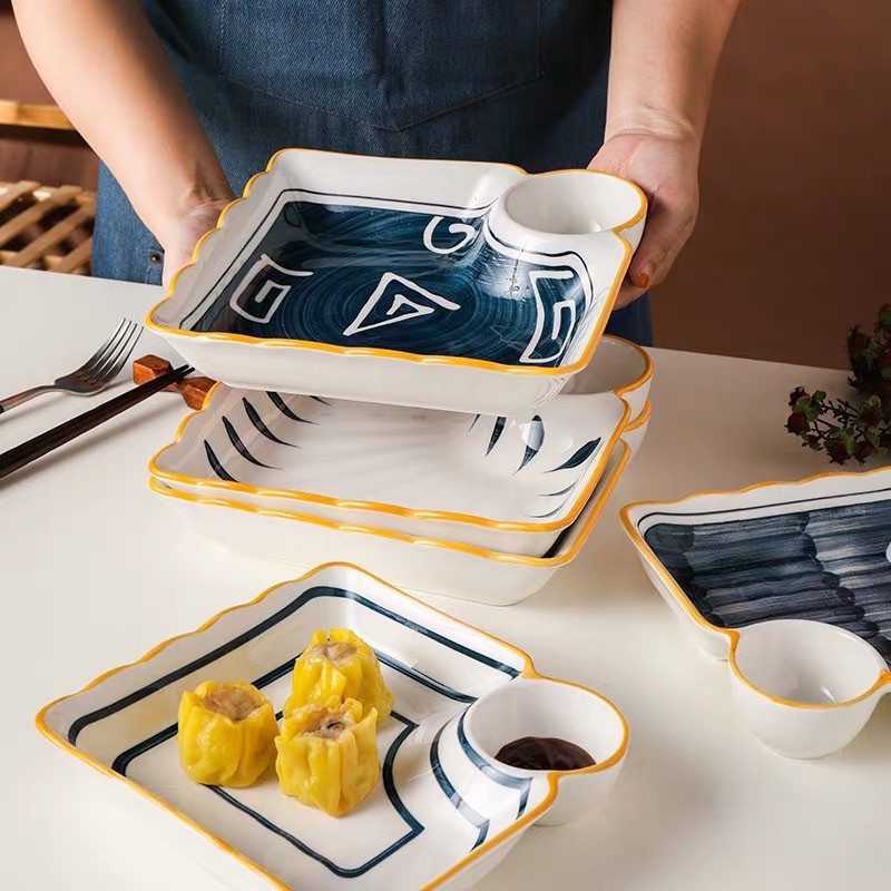 Jual Dumpling Plate Ceramic / Piring Snack / Piring Buah / Piring Saji ...