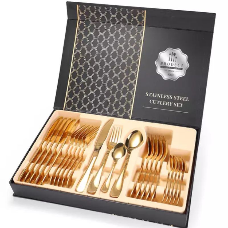 Jual Mady Gold & Rosegold Tableware Set (alat makan set garpu/sendok ...