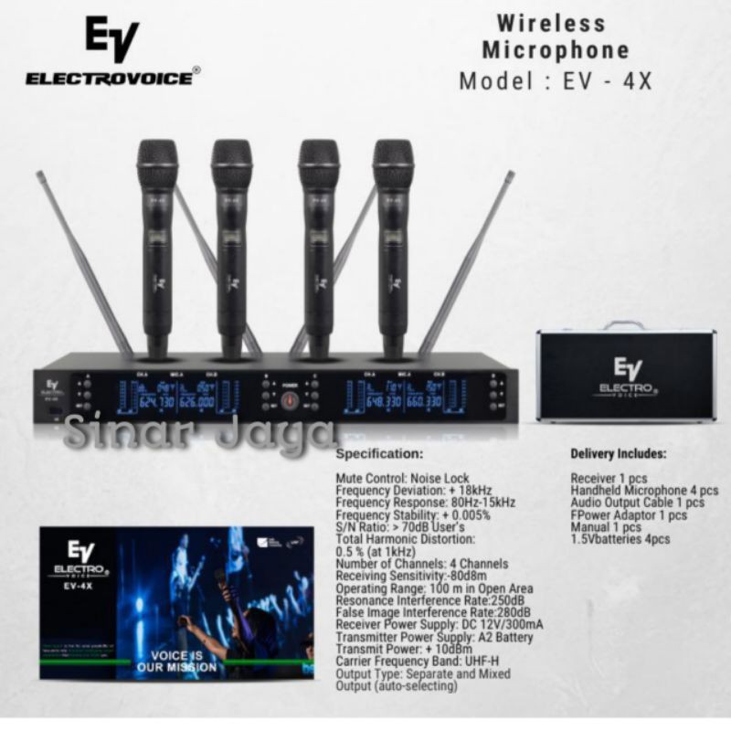 Jual Mic Wireless Electro Voice EV 4X Multi channel - 4 channel ...