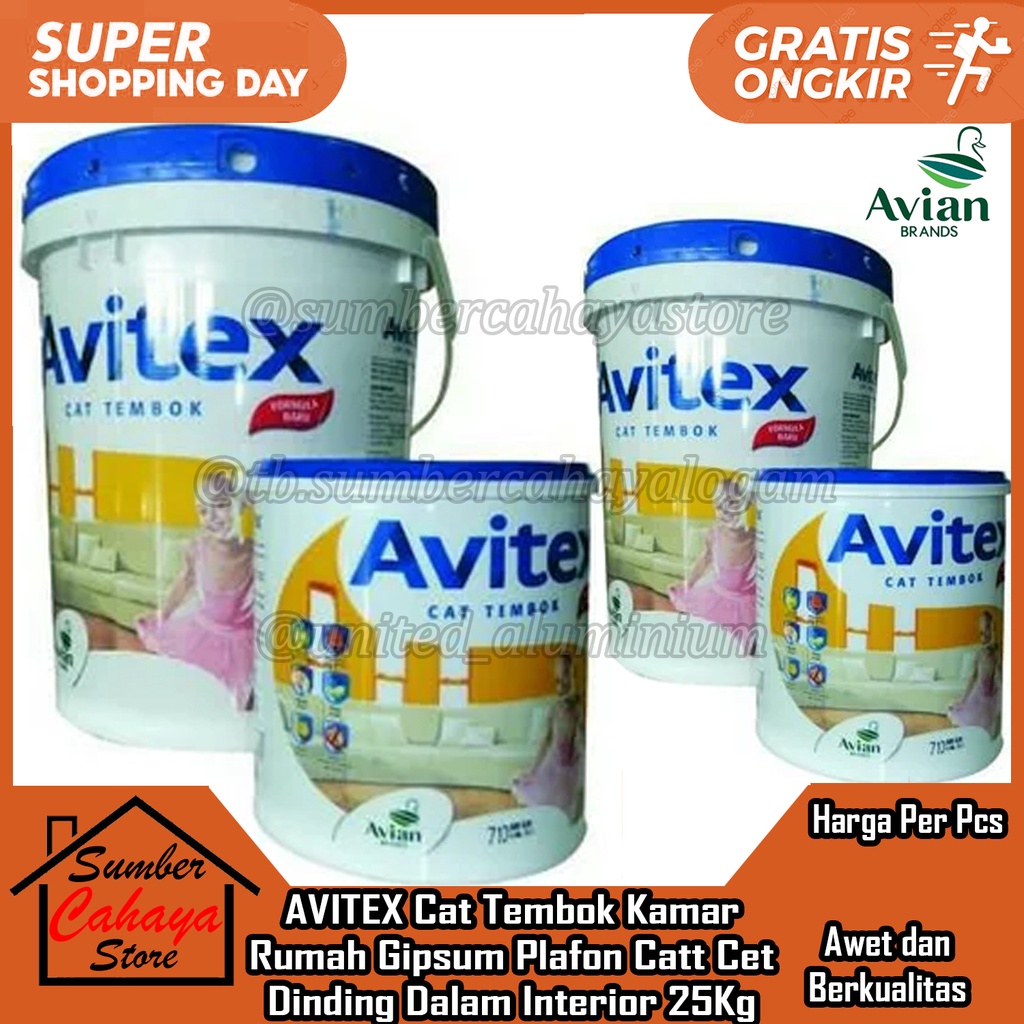Jual Cat AVITEX 25kg Catt Tembok Plafon Gypsum Cet Kamar Rumah Plapon ...