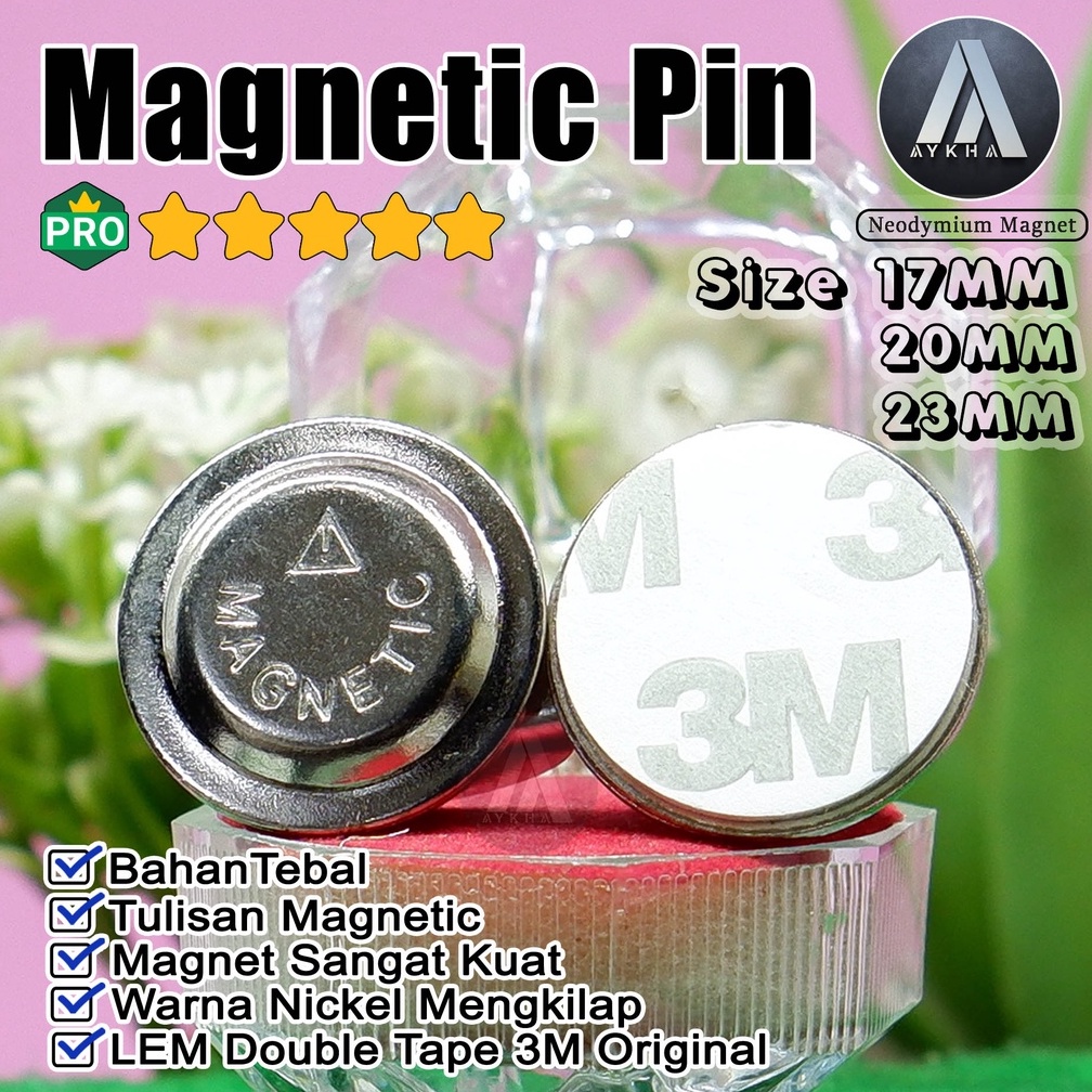 Jual MAGNET Nama Dada Pin Bros Name Tag Wing Lencana Bulat Lem Double ...