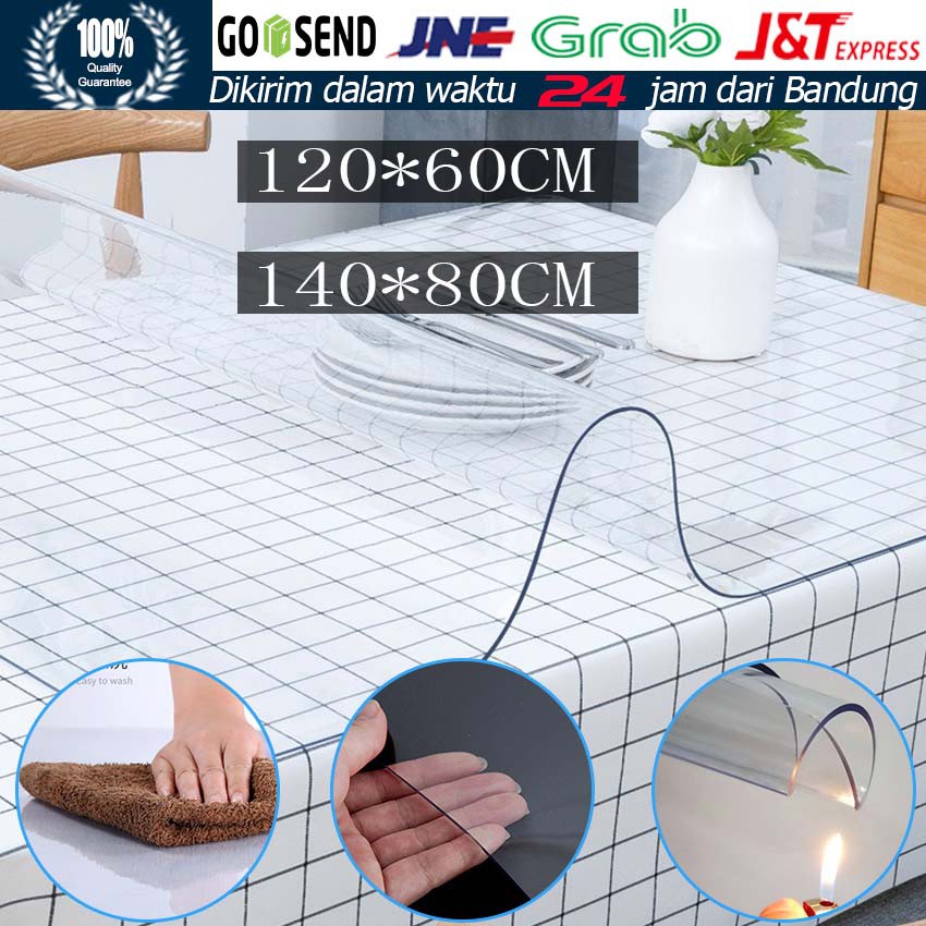 Jual Taplak Meja Bening Bahan Mika Plastik Taplak Meja Makan Transparan ukuran 60*120cm/80*140cm ...