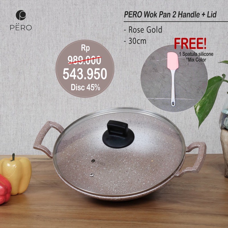 Jual PERO ROSE GOLD WOK 30CM + LID | Shopee Indonesia