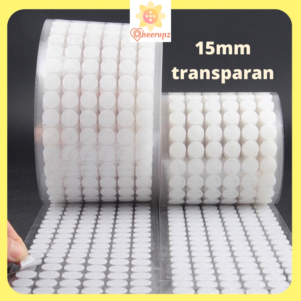Jual (1 PASANG) Velcro bulat 15mm / 1.5cm Transparan printables perekat ...