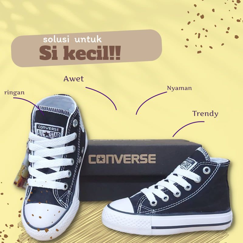 Jual PROMO>>Sepatu Anak Converse BOOTS Hitam Cewek Cowok Murah Size 21 ...