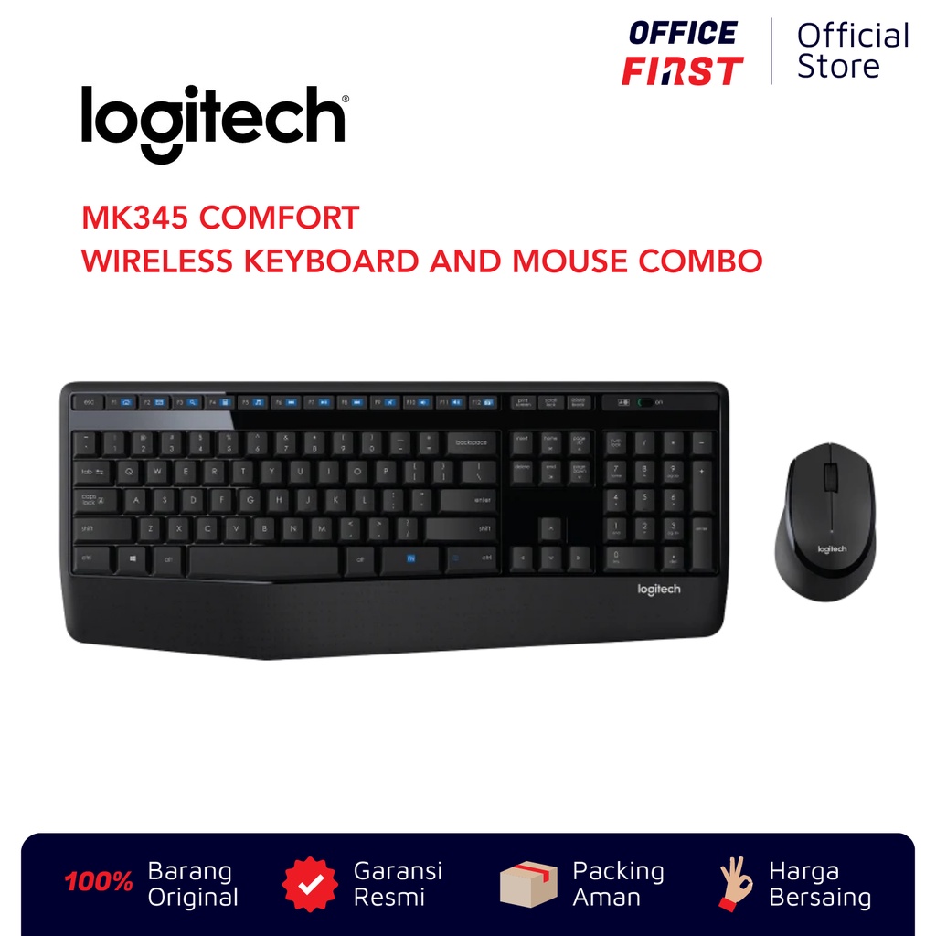Jual Logitech MK345 Comfort Wireless Keyboard Mouse Combo / USB MK 345 ...