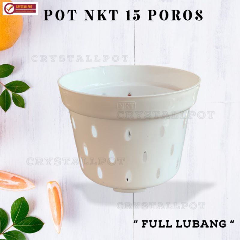 Jual pot bunga tanaman banyak lubang NKT POROS 15 PUTIH - NKT POROS ...