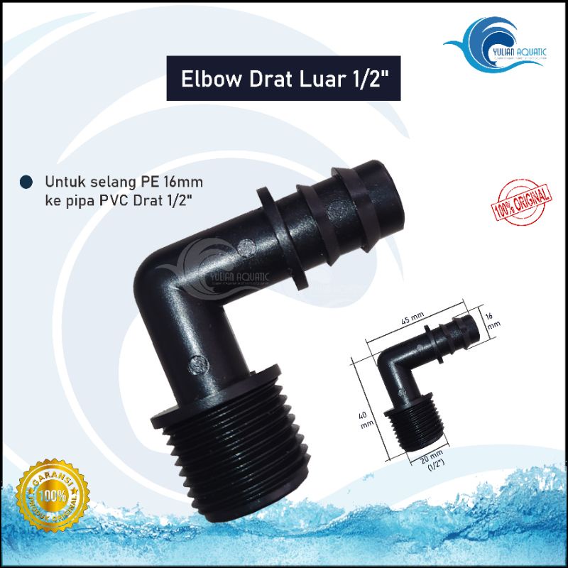 Jual Elbow L Drat Luar 1/2 ke Pipa PVC Drat 1/2 | Shopee Indonesia